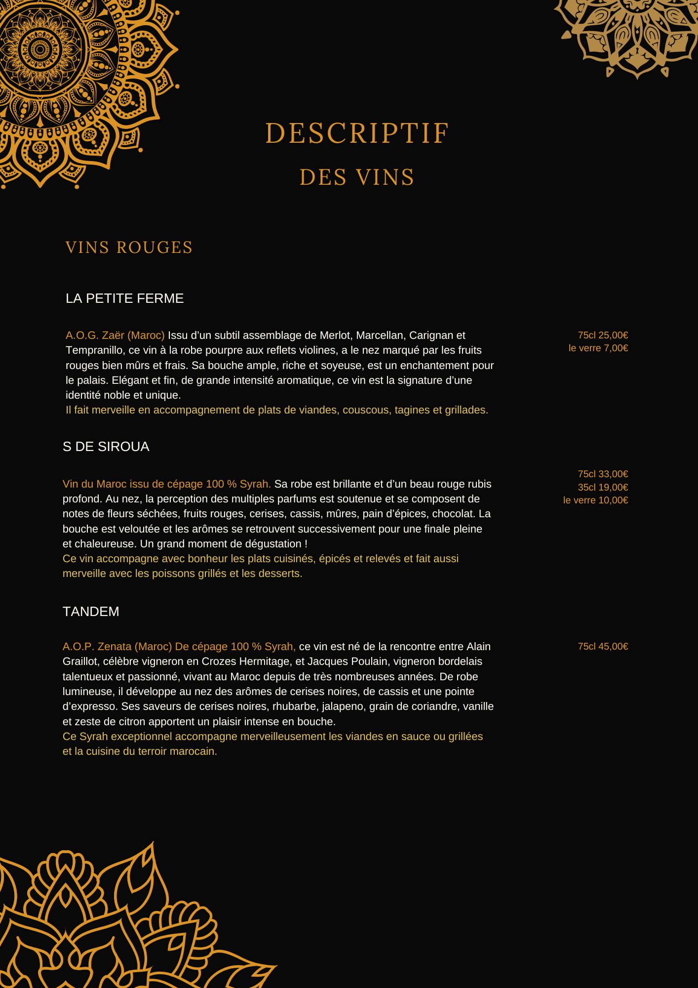 Copy Of Menu - Lalla Shama - Couscous - Tajine - Pastilla